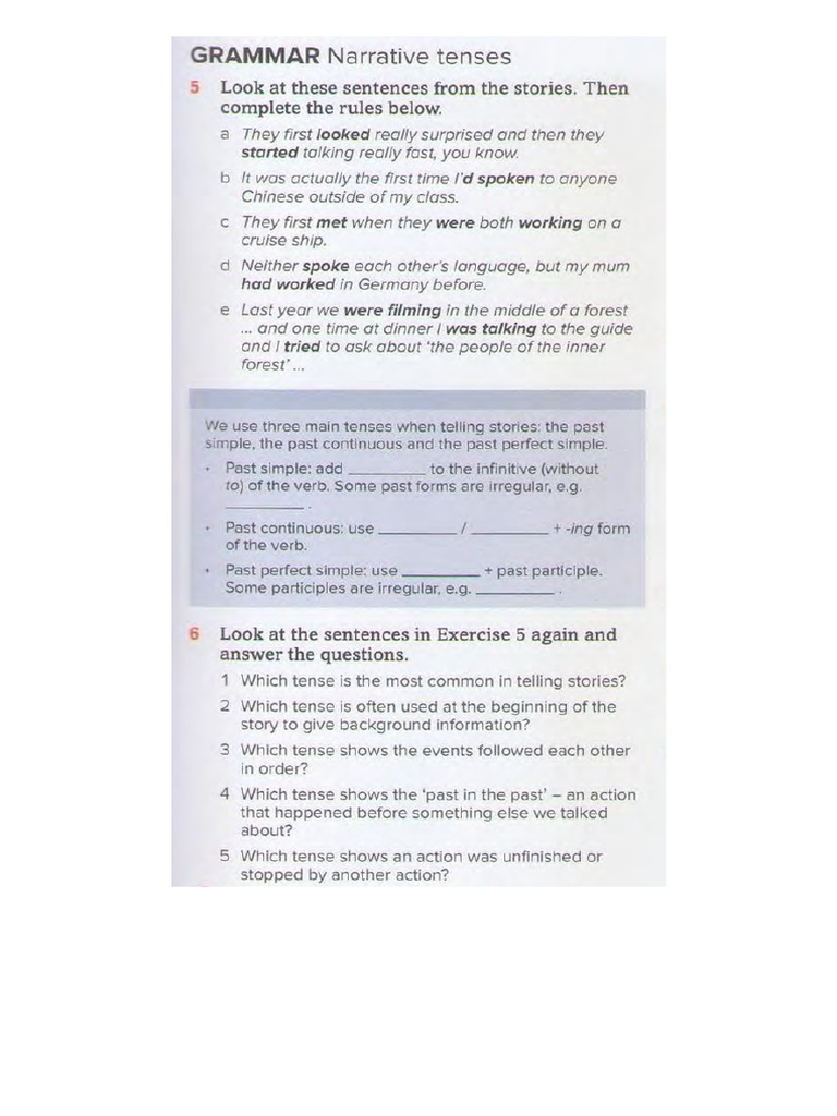 Narrative Tenses | PDF