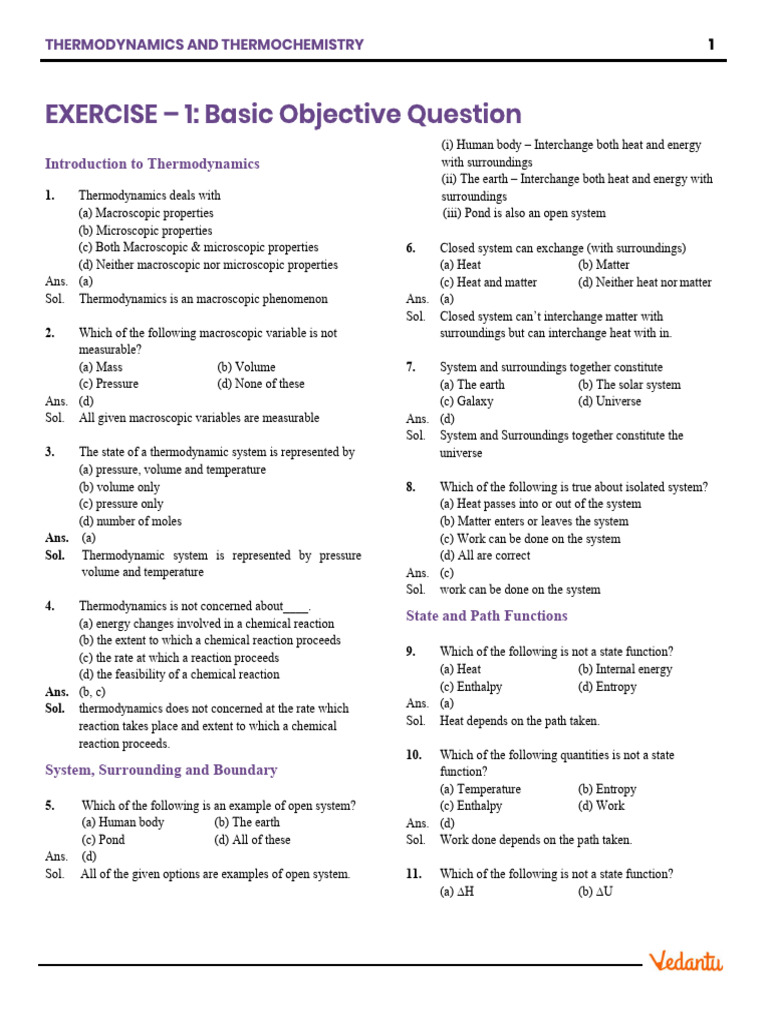 Thermodynamics and Thermochemistry EX-1 | PDF | Heat | Gibbs Free Energy