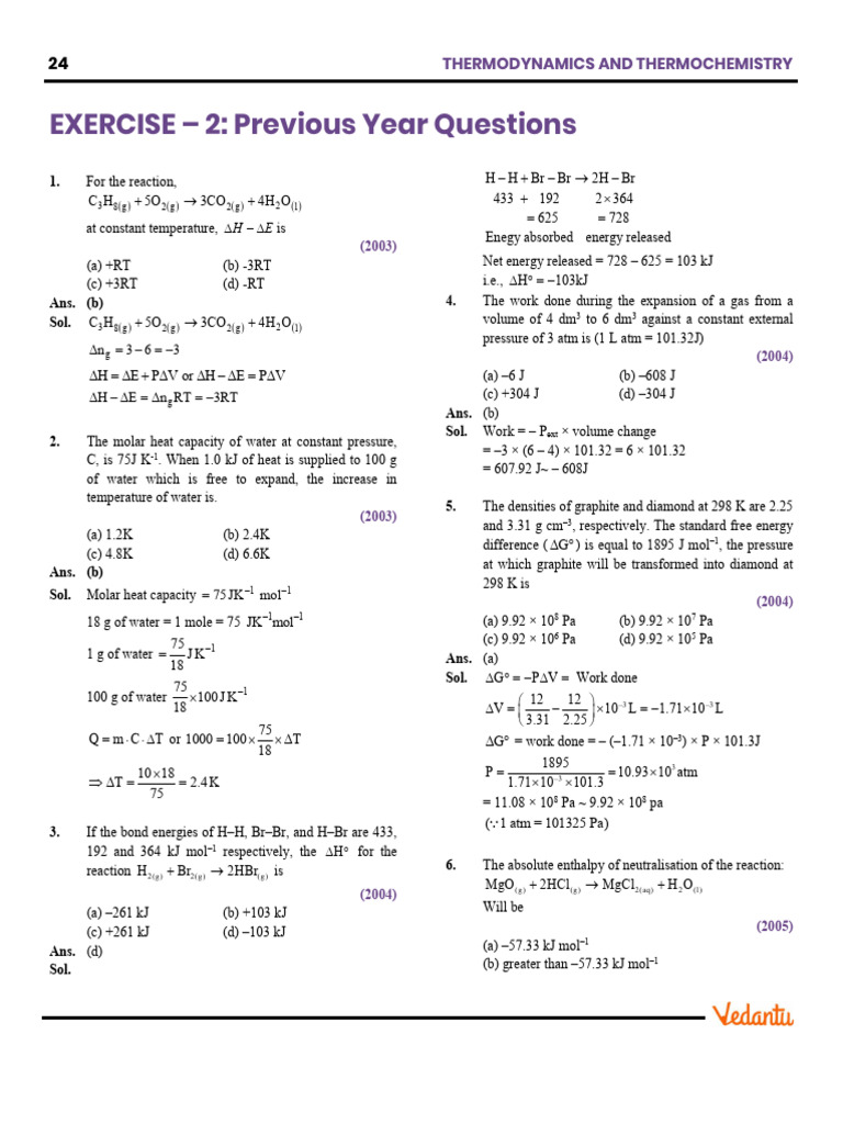 Thermodynamics and Thermochemistry EX-2 | PDF | Scientific Phenomena ...