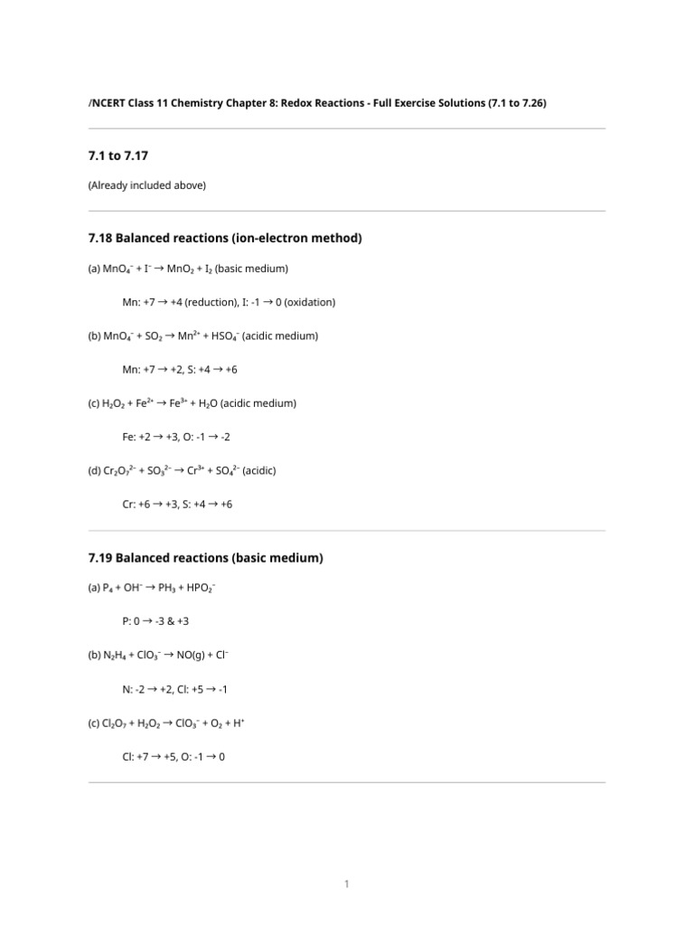 Redox Revision Answers | PDF
