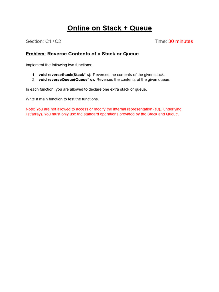 CSE106 - Stack + Queue - C | PDF