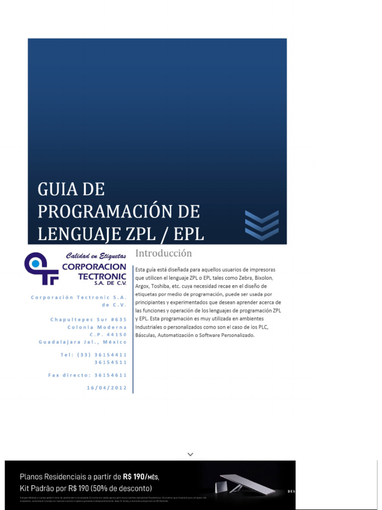 Guía de Programación ZPL_EPL_ Diseño de Etiquetas | PDF