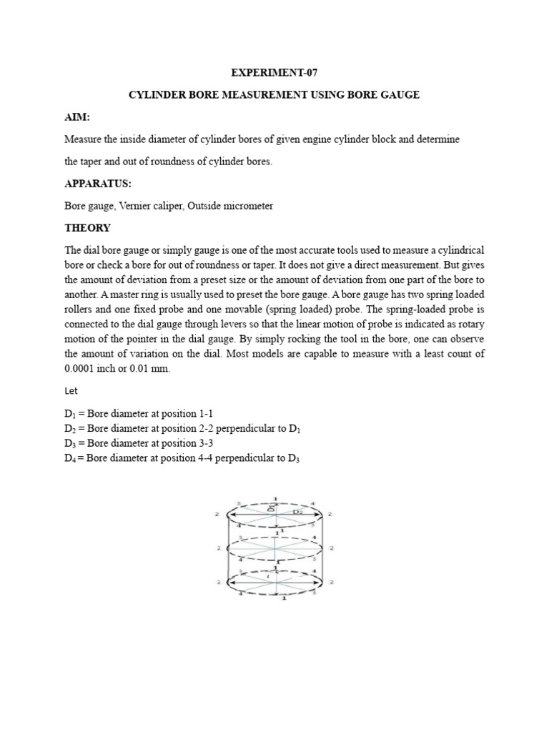 Experiment 7 Cylinder Bore Updated | PDF