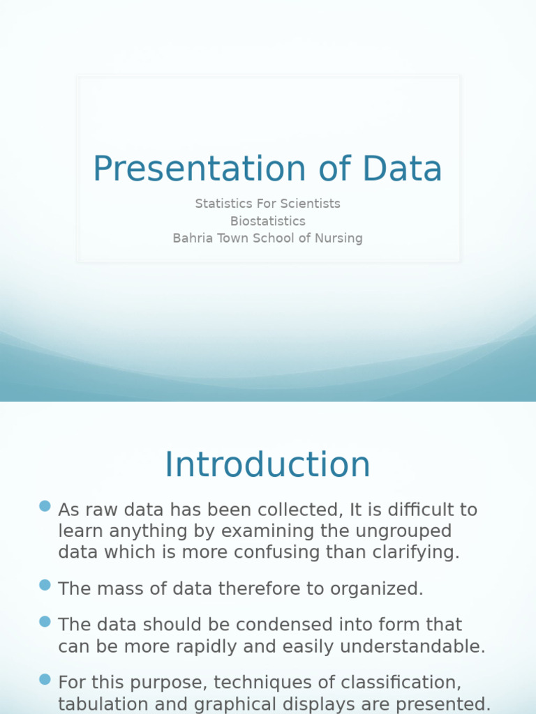Data Presentation Techniques in Biostatistics | PDF | Pie Chart | Histogram
