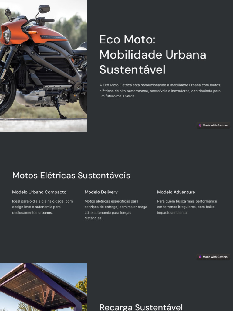 Motos Elétricas Sustentáveis da Eco Moto | PDF | Sustentabilidade ...