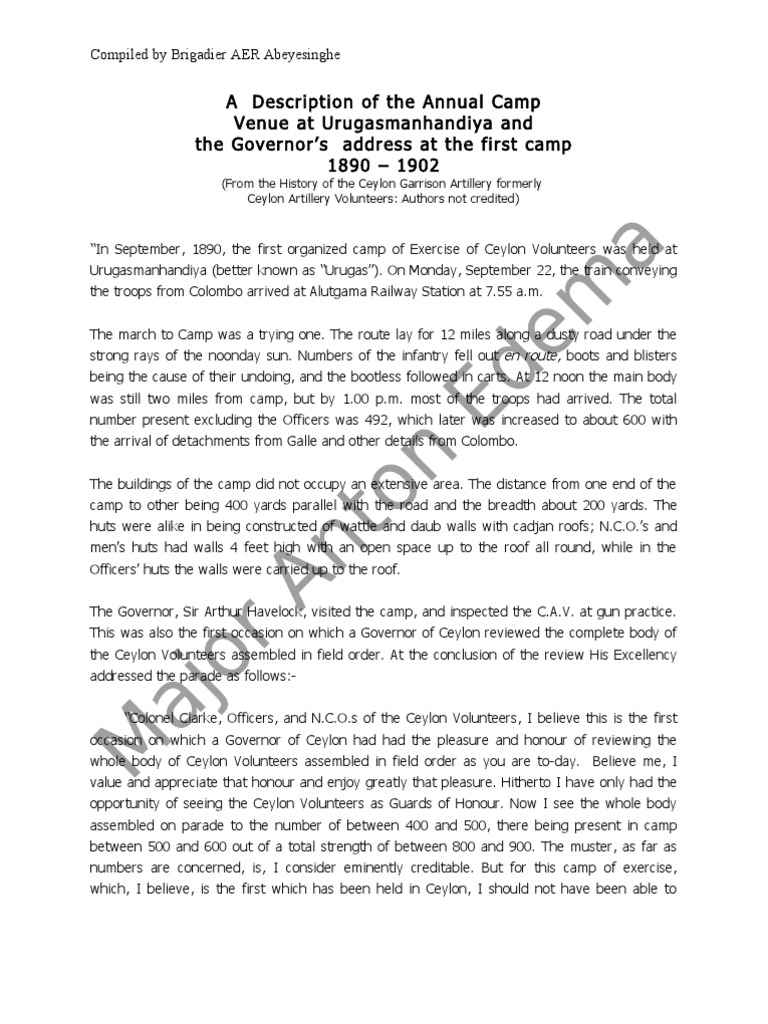 Ceylon Defence Force Urugasmanhandiya Annual Camp | PDF | Sri Lanka ...