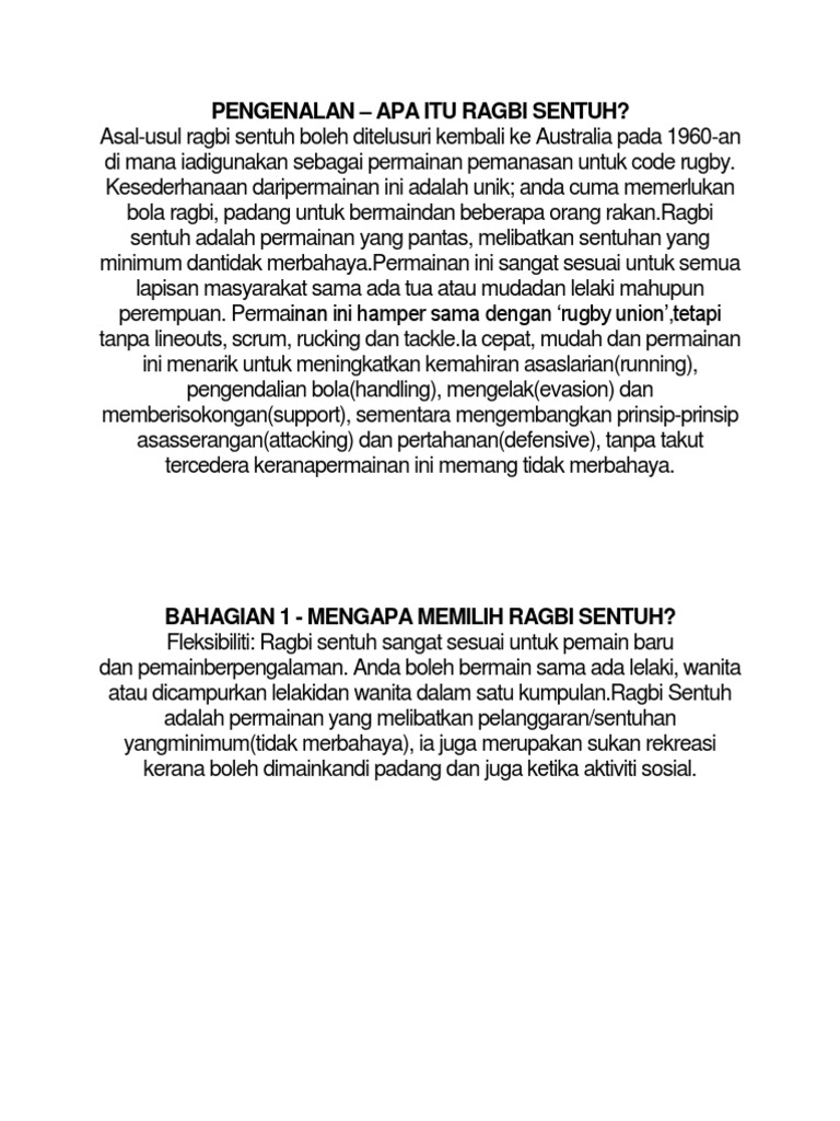 Ragbi Sentuh | PDF