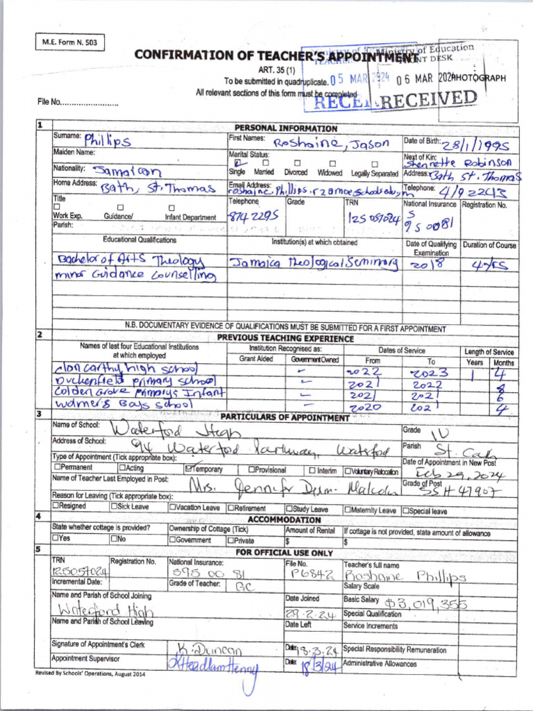 503 Form 29022024 | PDF