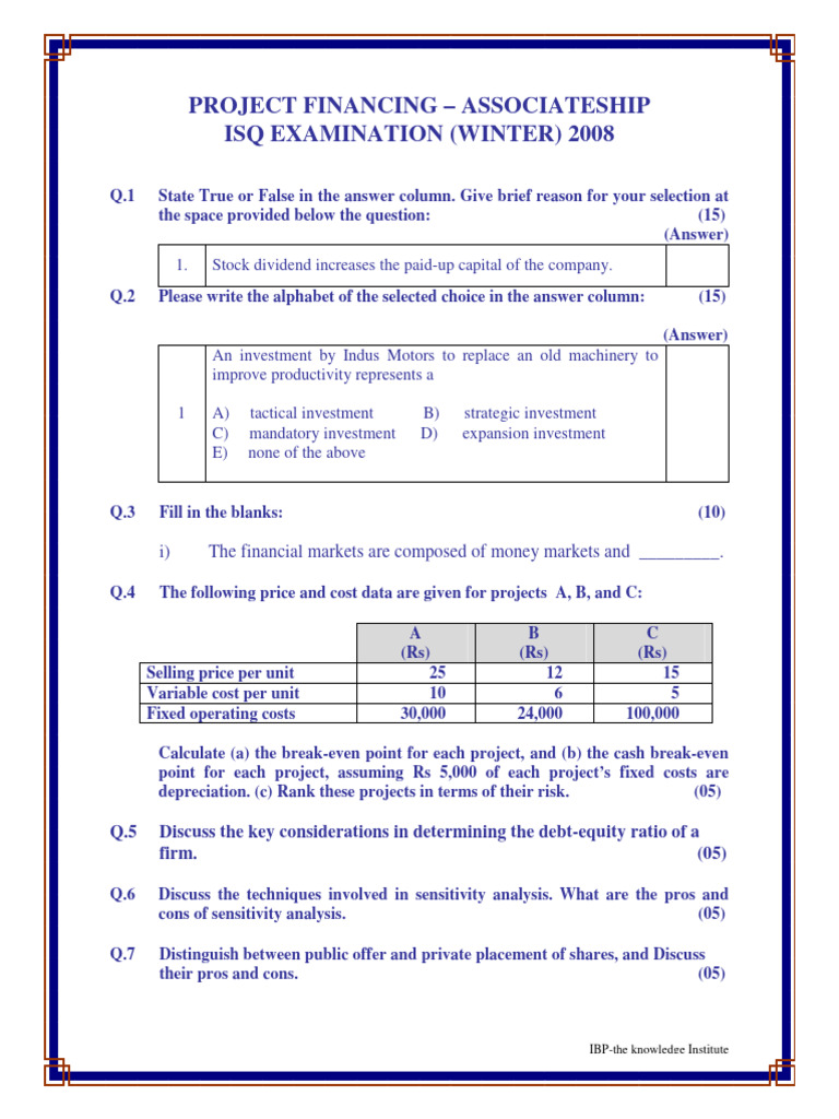 21 Projectfinancing (W08) | PDF | Investing | Sensitivity Analysis