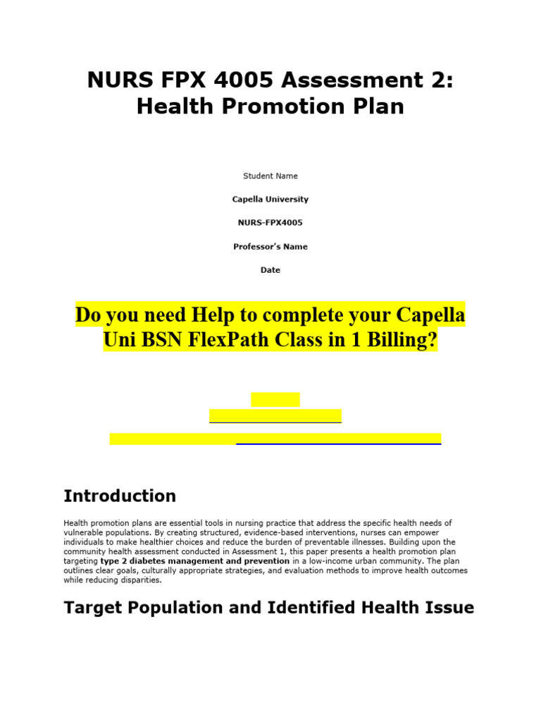 Health Promotion Plan for Diabetes Care | PDF | Health Promotion ...