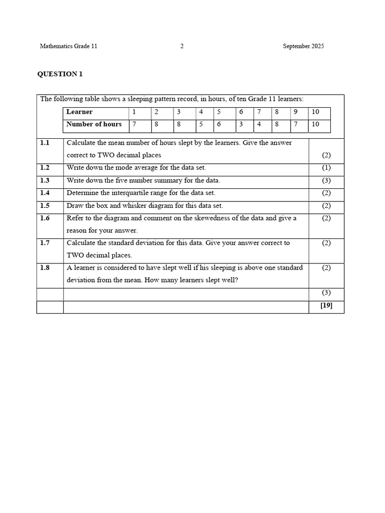 Grade 11 Practice Activities Term 3 | PDF | Mathematics | Descriptive Statistics
