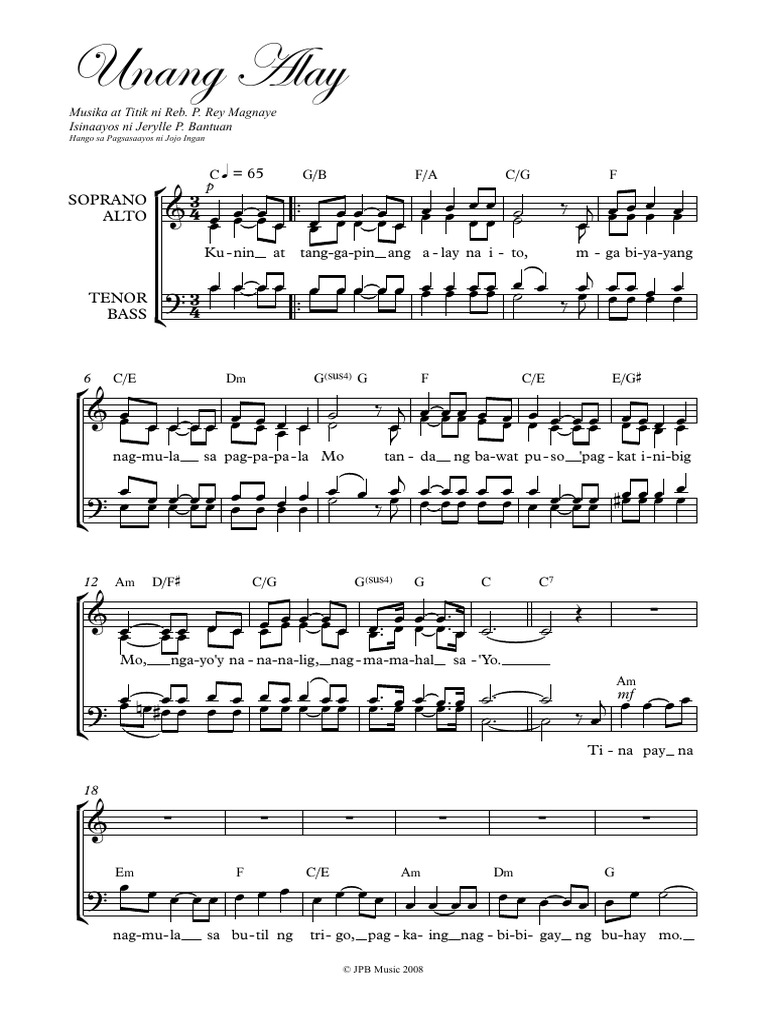 Unang Alay (Magnaye-Bantuan) - Full Score | PDF