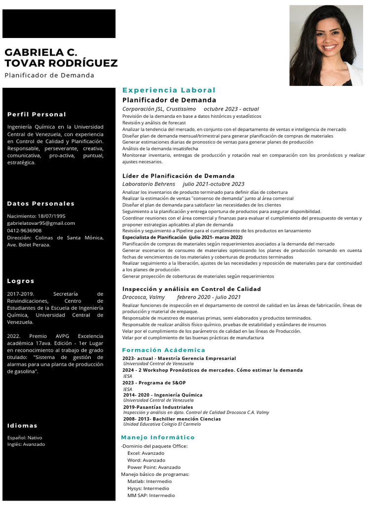 CV Gabriela Tovar (3) - 1 | PDF | Planificación | Presupuesto
