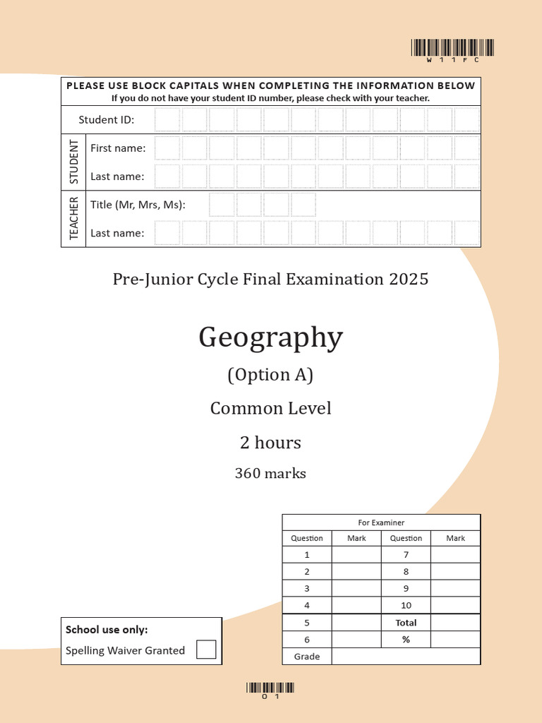 Junior Cert Geography Exam 2025 | PDF | Rock (Geology) | Earthquakes