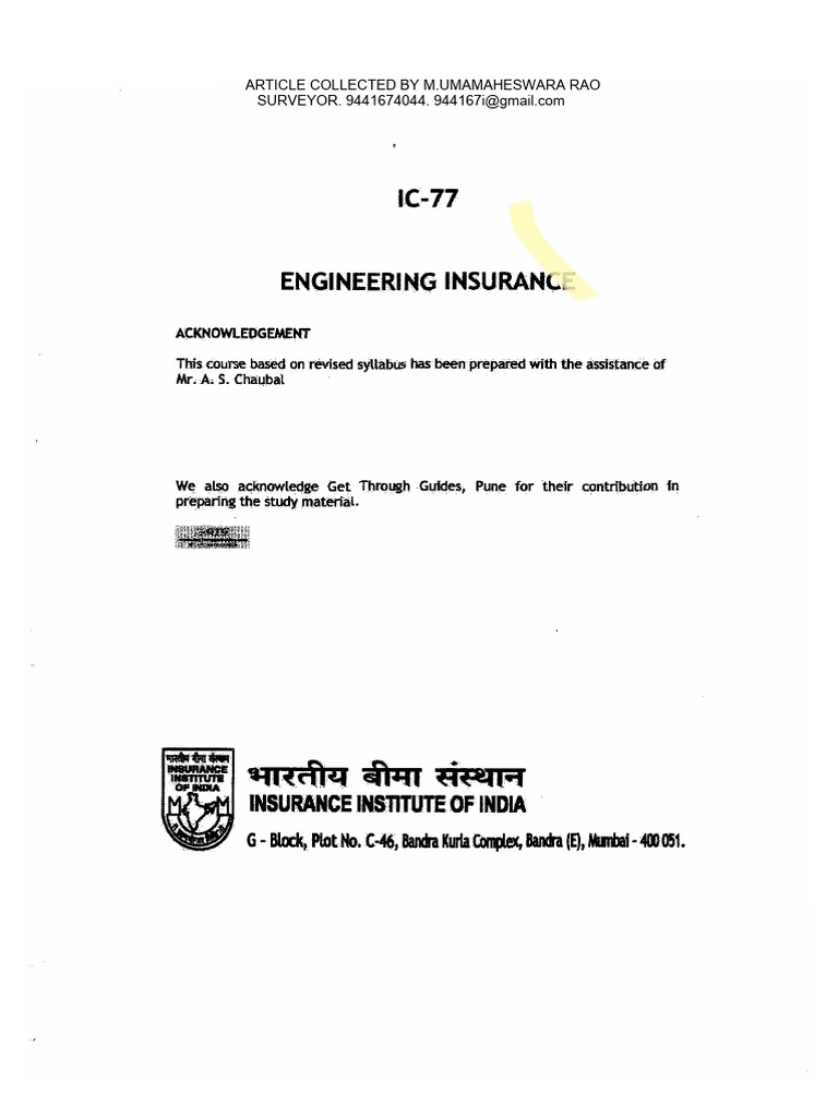 IC 77 Engineering Insurance Overview | PDF