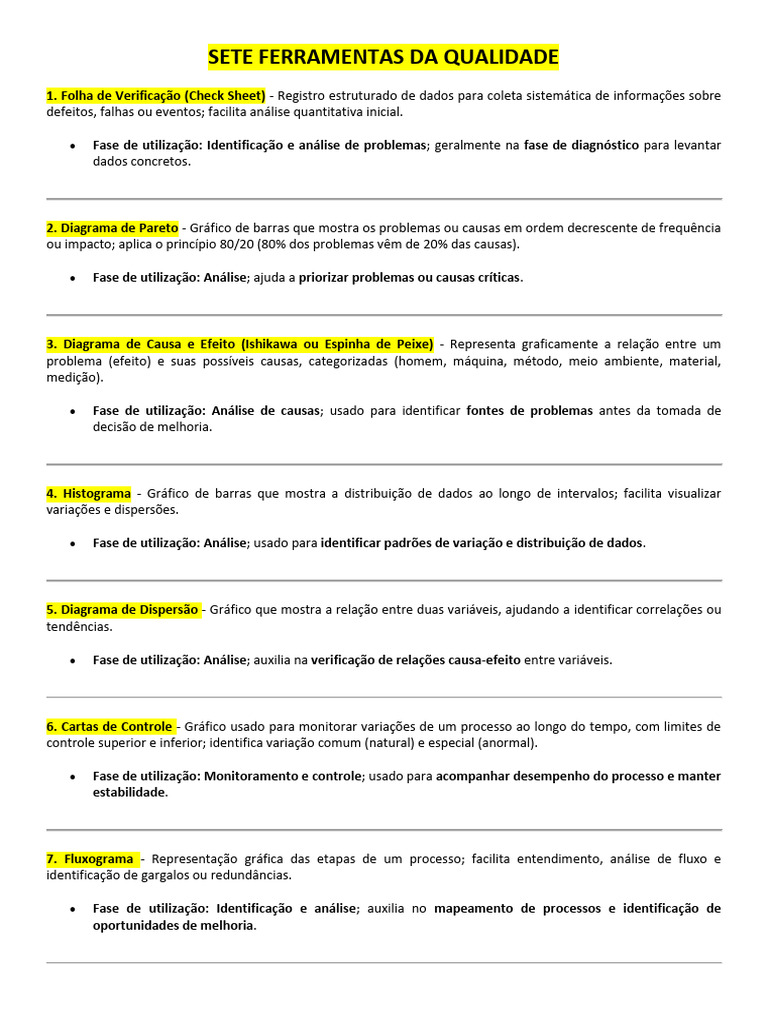 SETE FERRAMENTAS DA QUALIDADE | PDF | Histograma | Dados