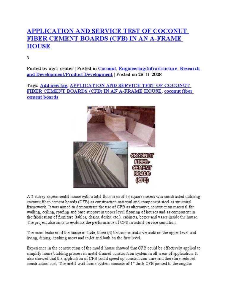 Application and Service Test of Coconut Fiber Cement Boards | Framing ...
