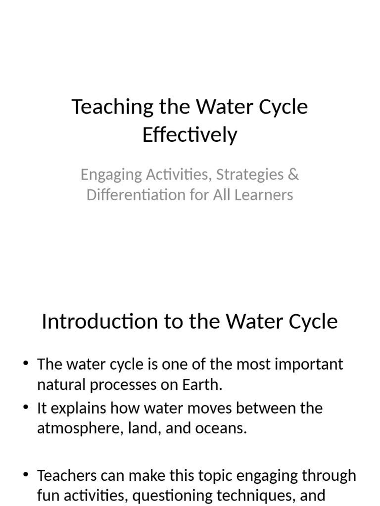 Engaging Water Cycle Teaching Strategies | PDF