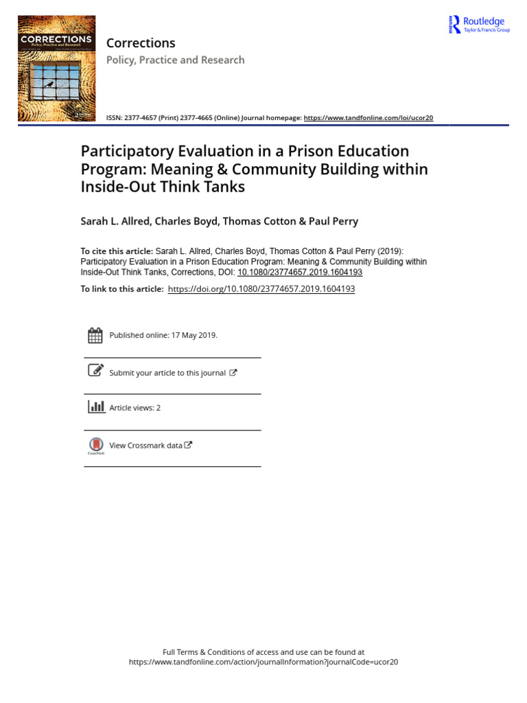 Participatory Evaluation in A Prison Education Program: Meaning ...