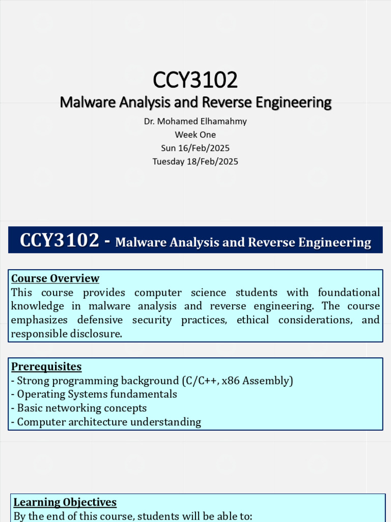 Malware Analysis Course Overview | PDF | Malware | Computer Virus
