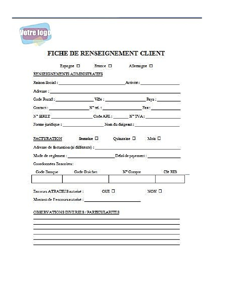 Fiche de Renseignement Client | PDF