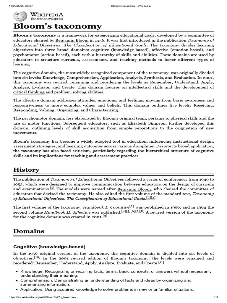 Overview of Bloom's Taxonomy | PDF | Behavioural Sciences | Intelligence