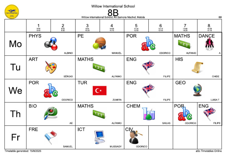 8B Third Term Timetable 2025 | PDF