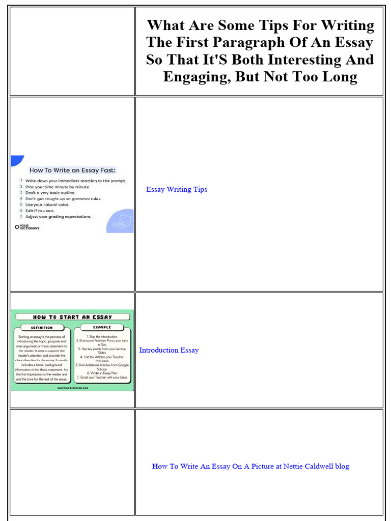 What Are Some Tips for Writing the First Paragraph of an Essay So That ...