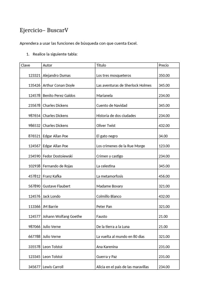 Ejercicio BUSCARV | PDF