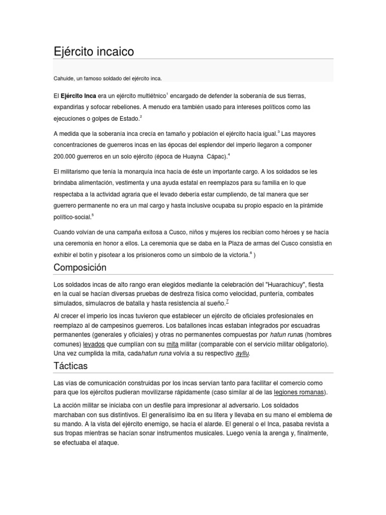 Ejército Incaico | PDF | Imperio Inca | Militar