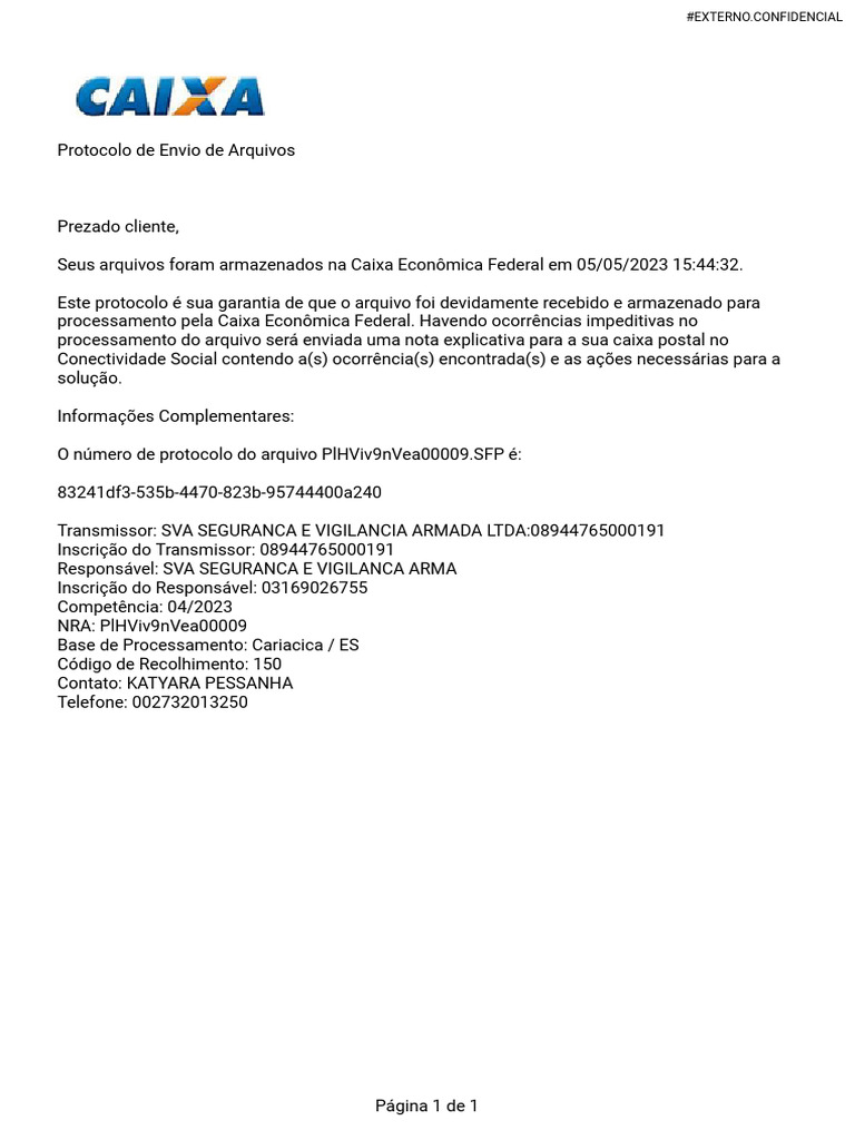 Protocolo de Envio de Arquivos CEF | PDF