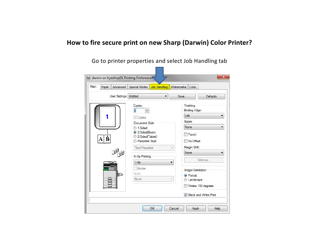 How To Fire Secure Print On New Sharp (Darwin) Color Printer? | PDF
