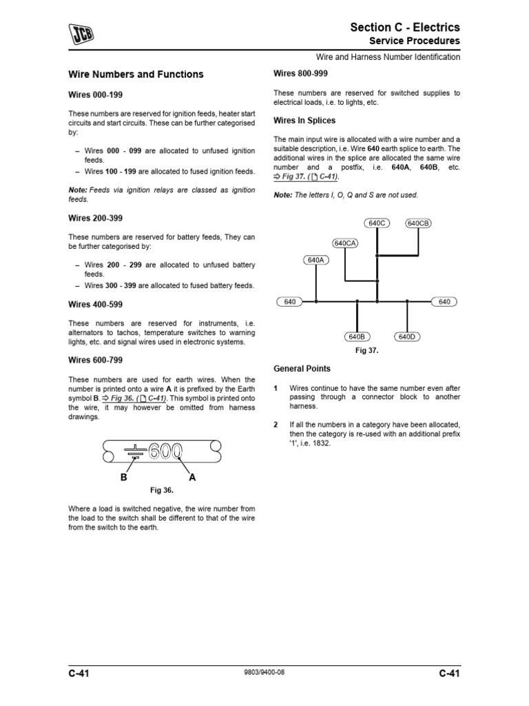 JCB Wire Numbers and Functions | PDF | Wire | Computer Engineering