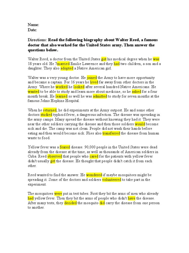 Doctor That Also Worked For The United States Army. Then Answer The ...