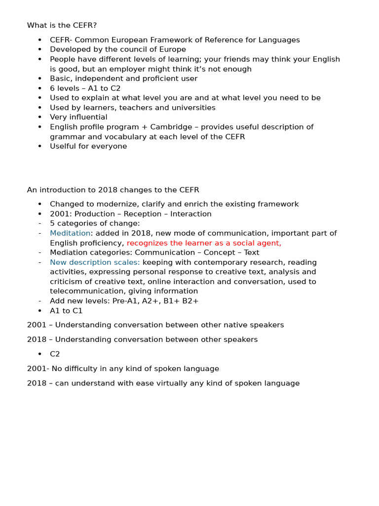 Understanding the CEFR for Language Proficiency | PDF | Applied ...
