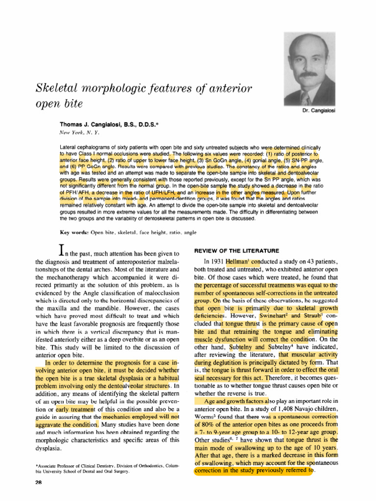 Skeletal Features of Anterior Open Bite | PDF | Tooth | Dental Anatomy