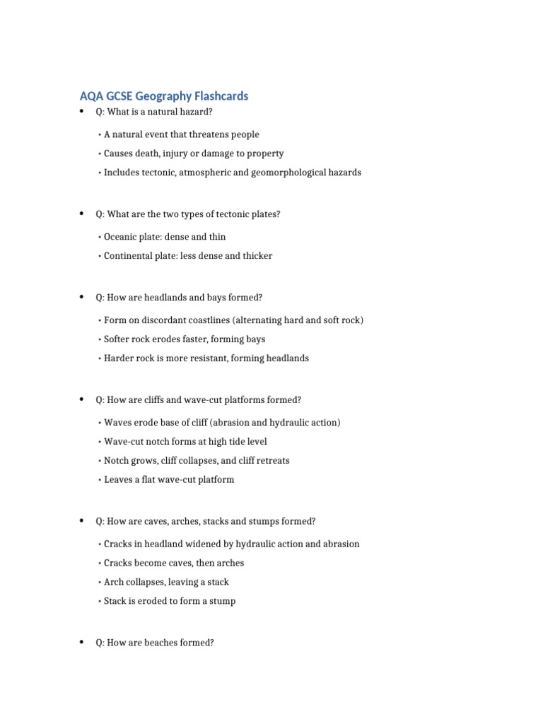AQA GCSE Geography Flashcards Guide | PDF