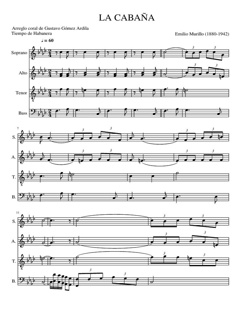 La Cabaña: Coral Arrangement Guide | PDF | Vocal Music | Singing