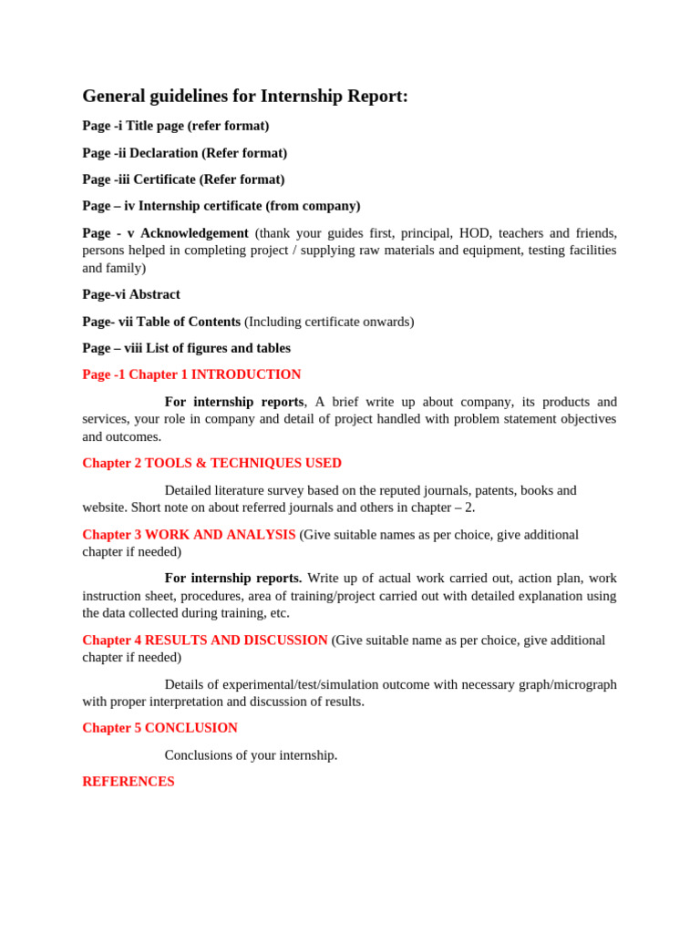 Internship Report Format | PDF