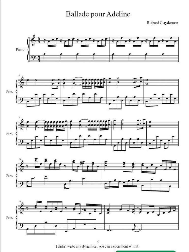 Ballade Pour Adeline Richard Clederman | PDF
