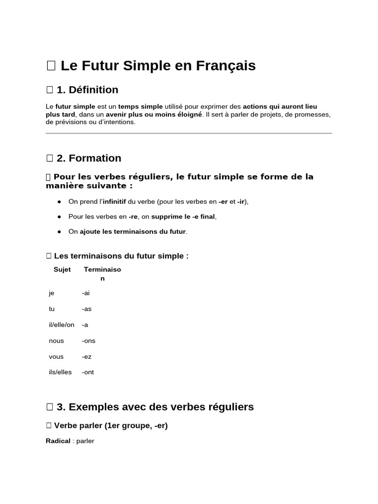 ? Le Futur Simple en Français | PDF | Verbe | Sémantique