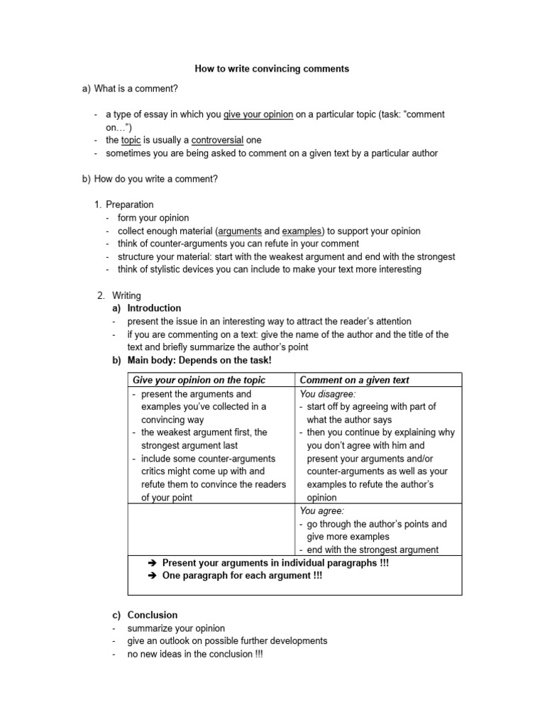 Writing A Comment | PDF