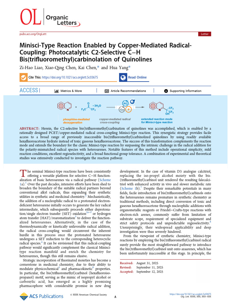 Liao Et Al 2025 Minisci Type Reaction Enabled by Copper Mediated ...