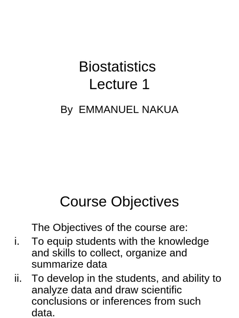 Biostatistics Lecture Notes 1 | PDF | Statistics | Biostatistics