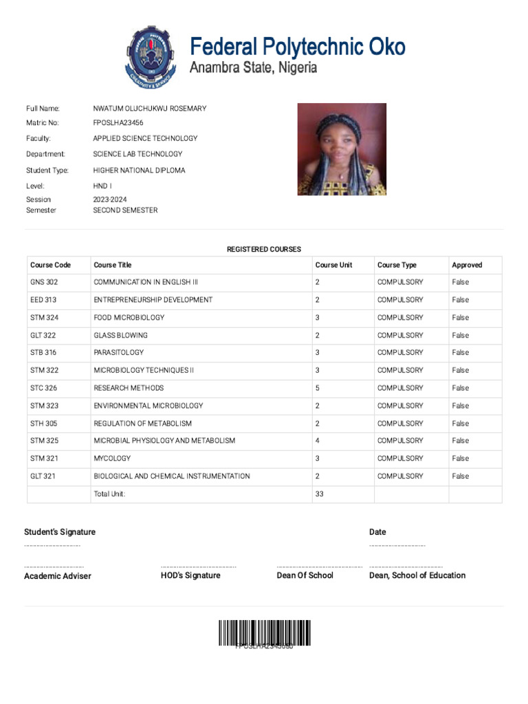 Nally CR Second Semester HND1 | PDF | Microscopy | Life Sciences