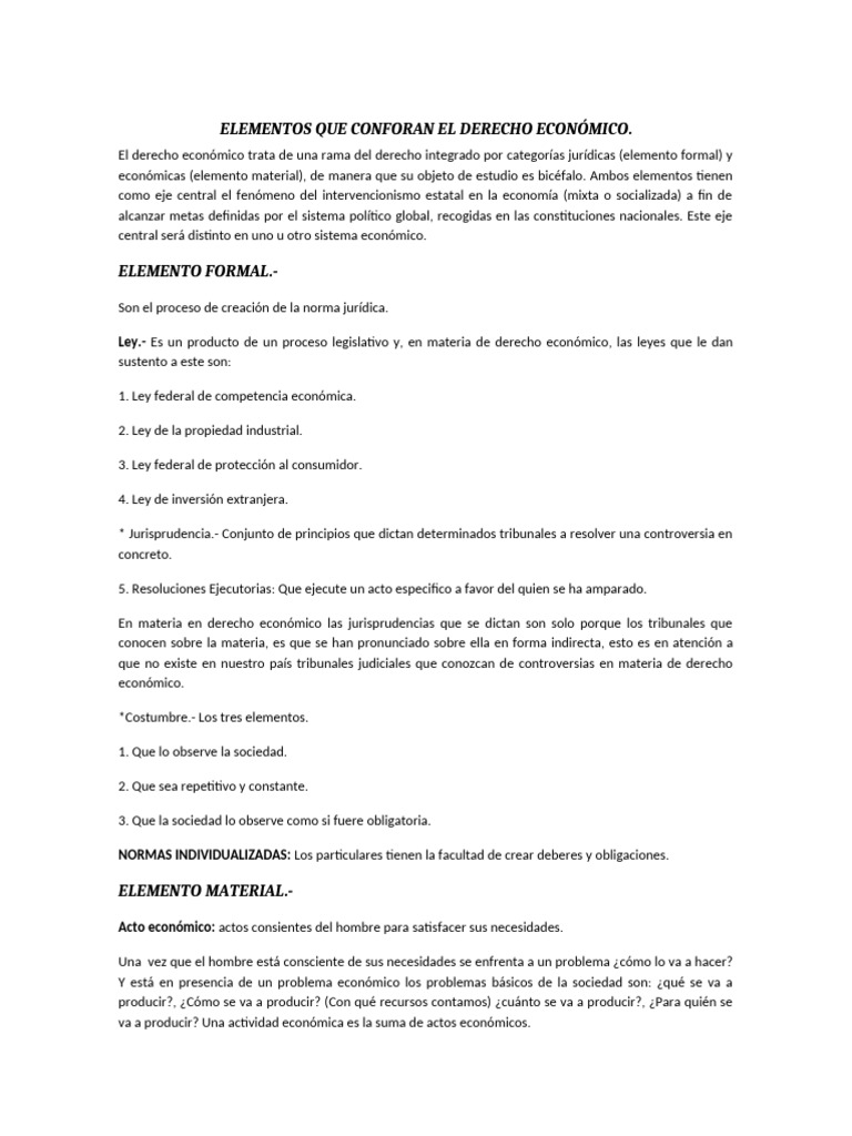Elementos Que Componen El Derecho Economico | PDF | Salario | Bienes