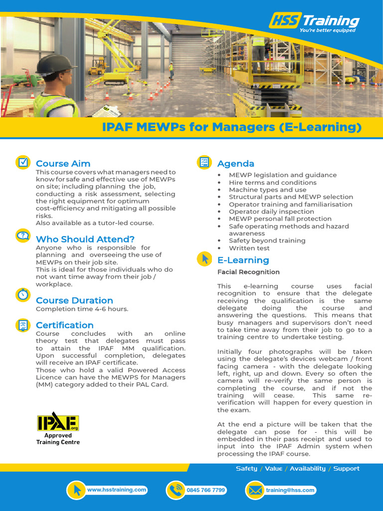 IPAF MEWPs For Managers E-Learning | PDF | Educational Technology
