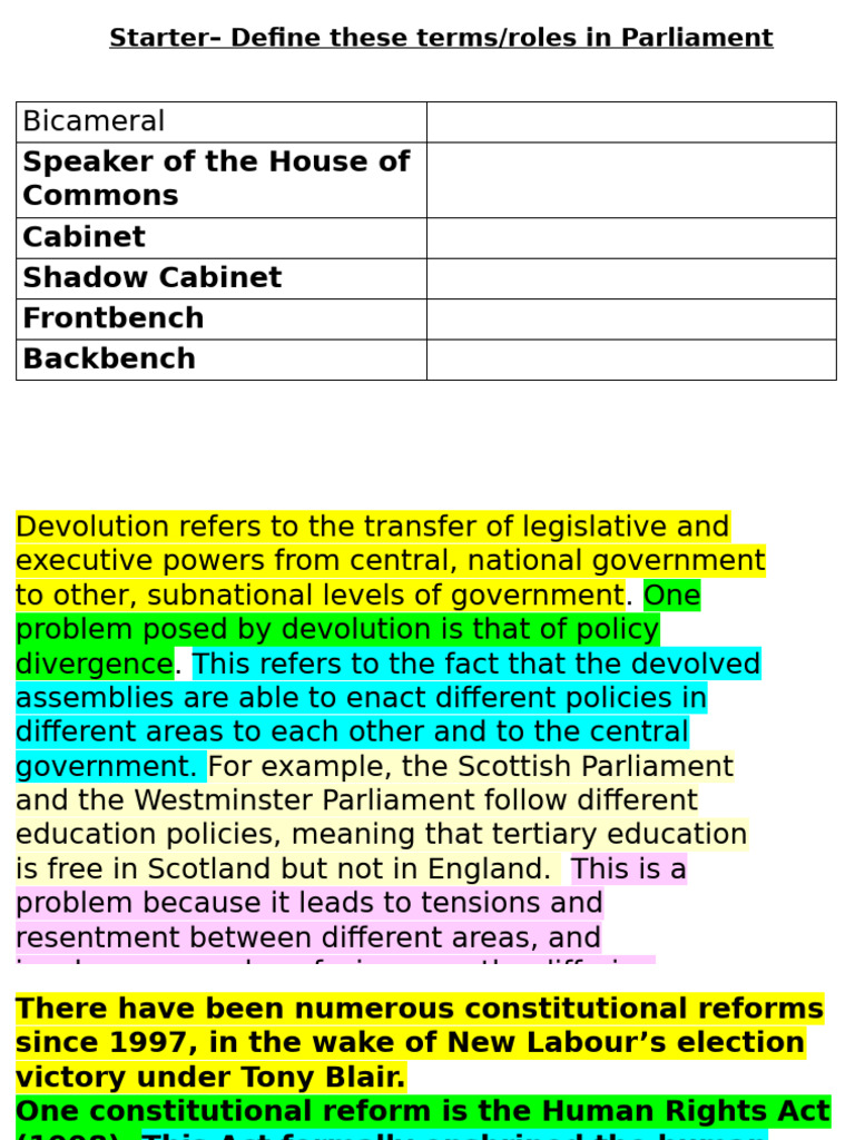Key Roles and Structure of UK Parliament | PDF | House Of Lords | House ...