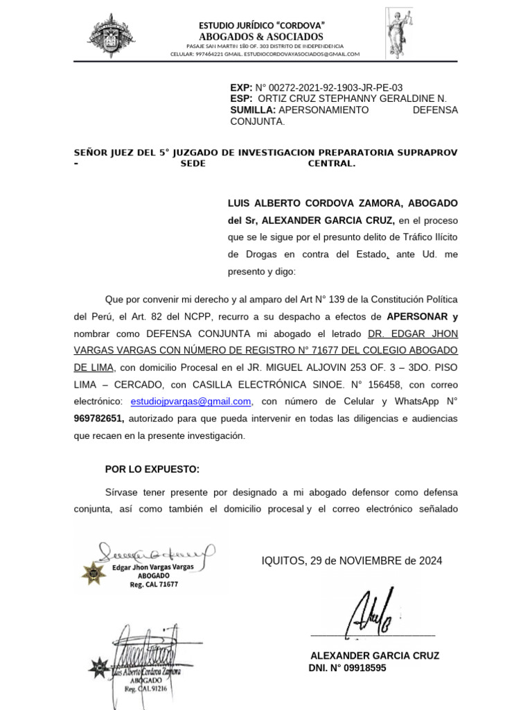 Defensa conjunta en caso de tráfico de drogas | PDF