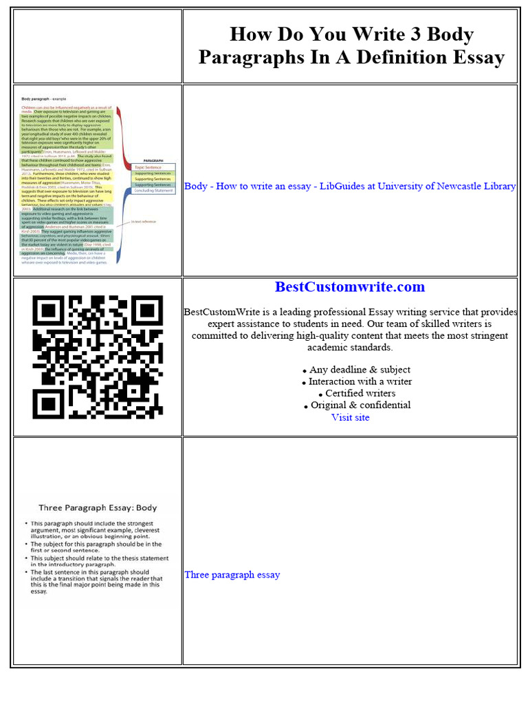 How Do You Write 3 Body Paragraphs in a Definition Essay | PDF | Essays ...